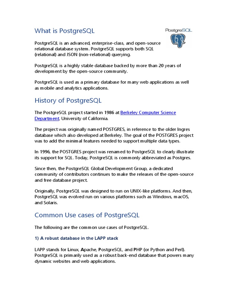 PostgreSQL Tutorial | PDF | Postgre Sql | Databases