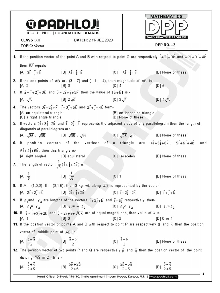 Vector DPP-2 | PDF | Triangle | Geometry
