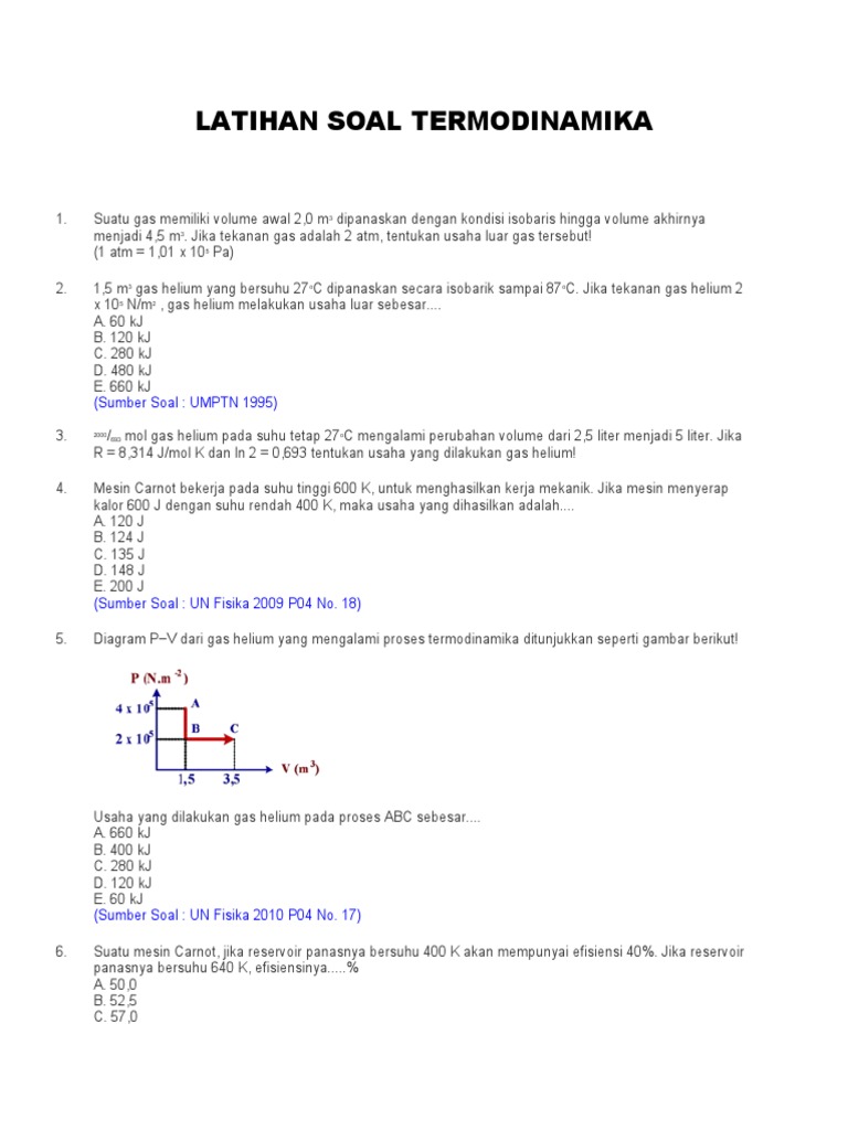 Latihan Soal Termodinamika | PDF