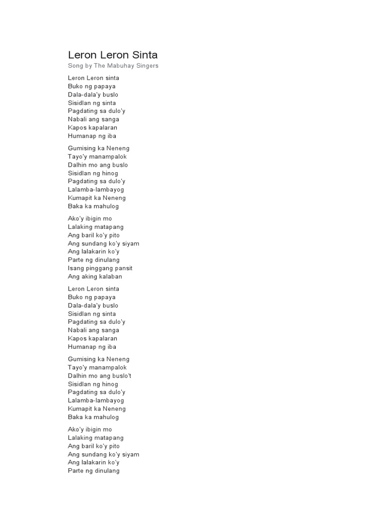 Leron Leron Sinta | PDF