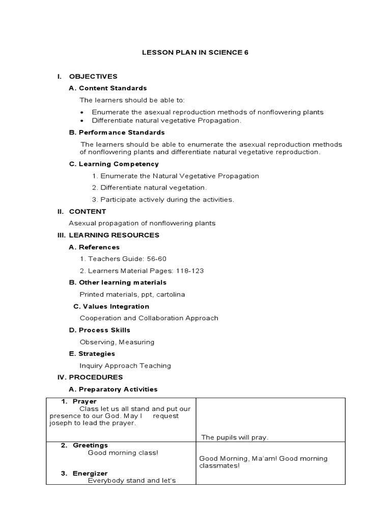 Lesson Plan in Science | PDF | Plants | Botany
