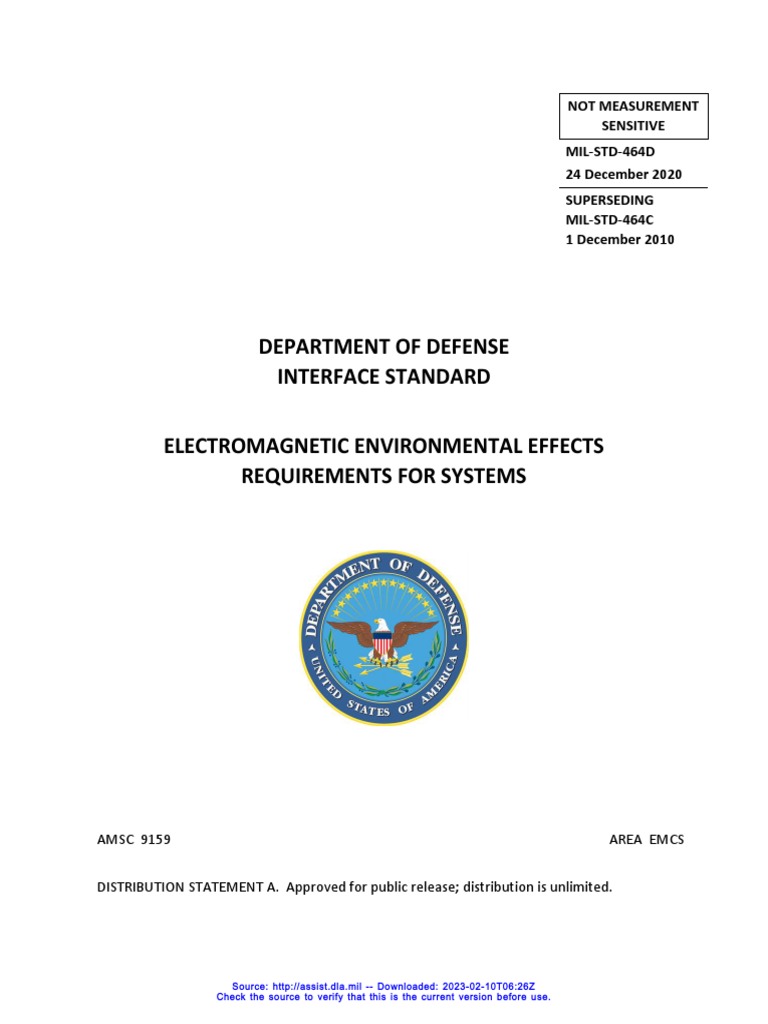Mil STD 464D | PDF | Electromagnetic Compatibility | Electrostatic ...