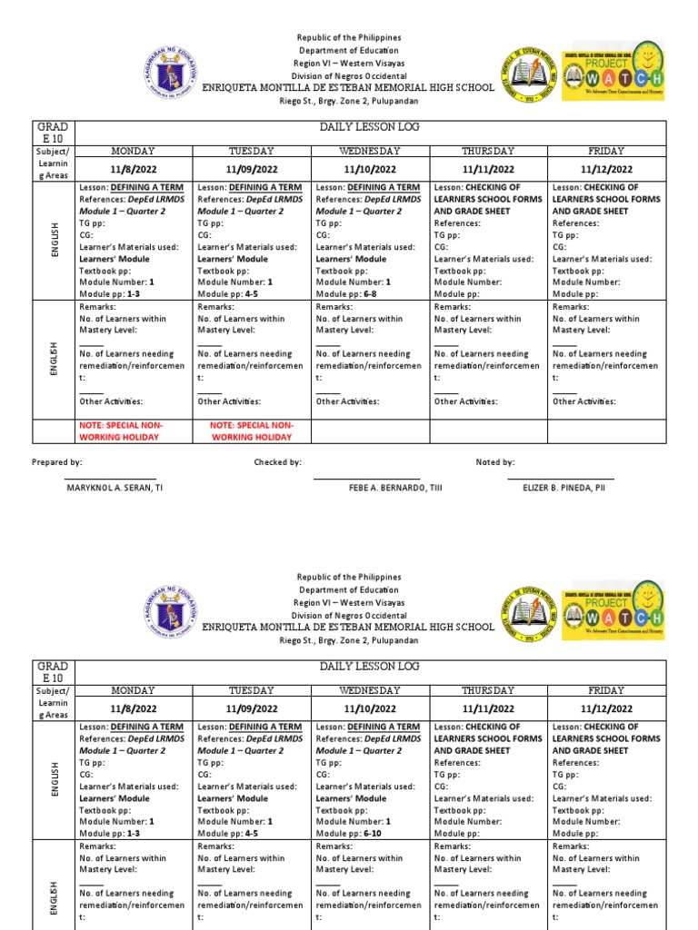 DLL English Nov Wk2 | PDF | Public Administration | Philippines