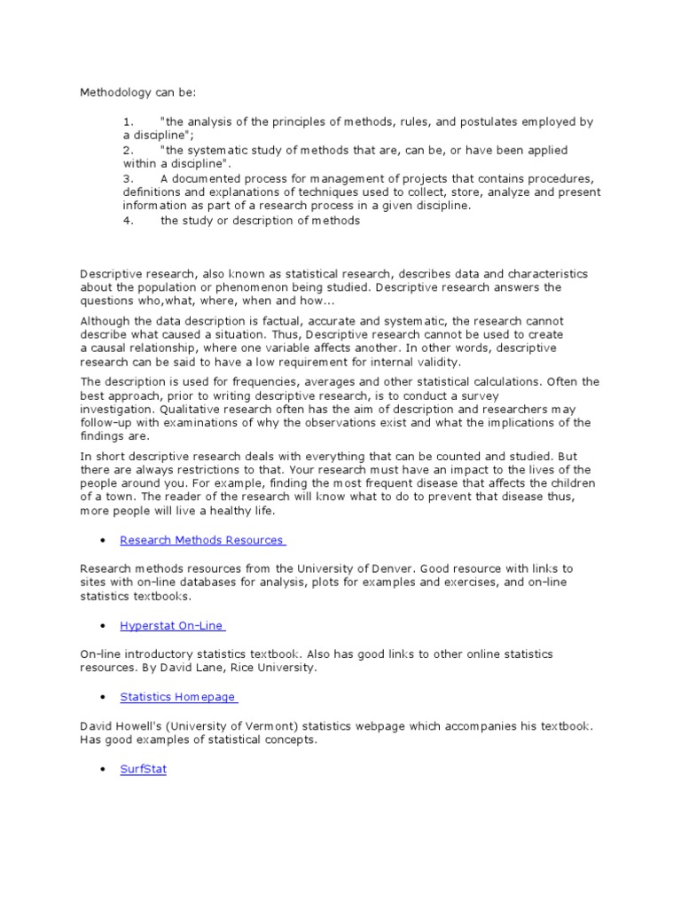 Methodology | PDF | Statistics | Academic Discipline Interactions