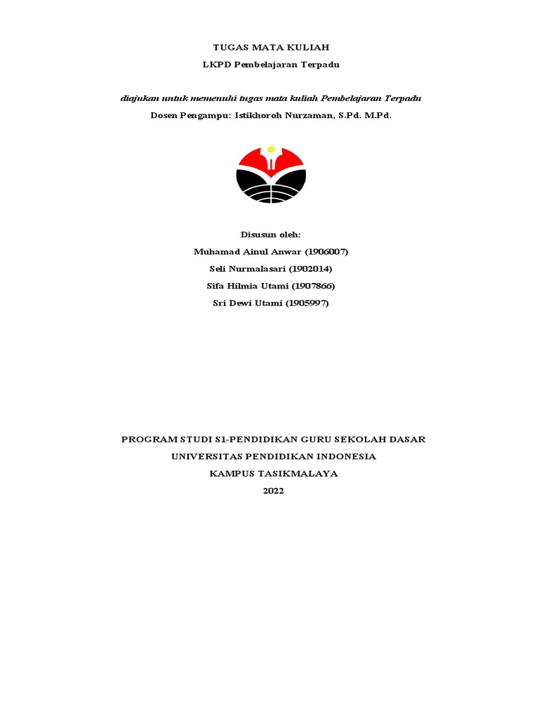 LKPD Pembelajaran Terpadu SD 2022 | PDF