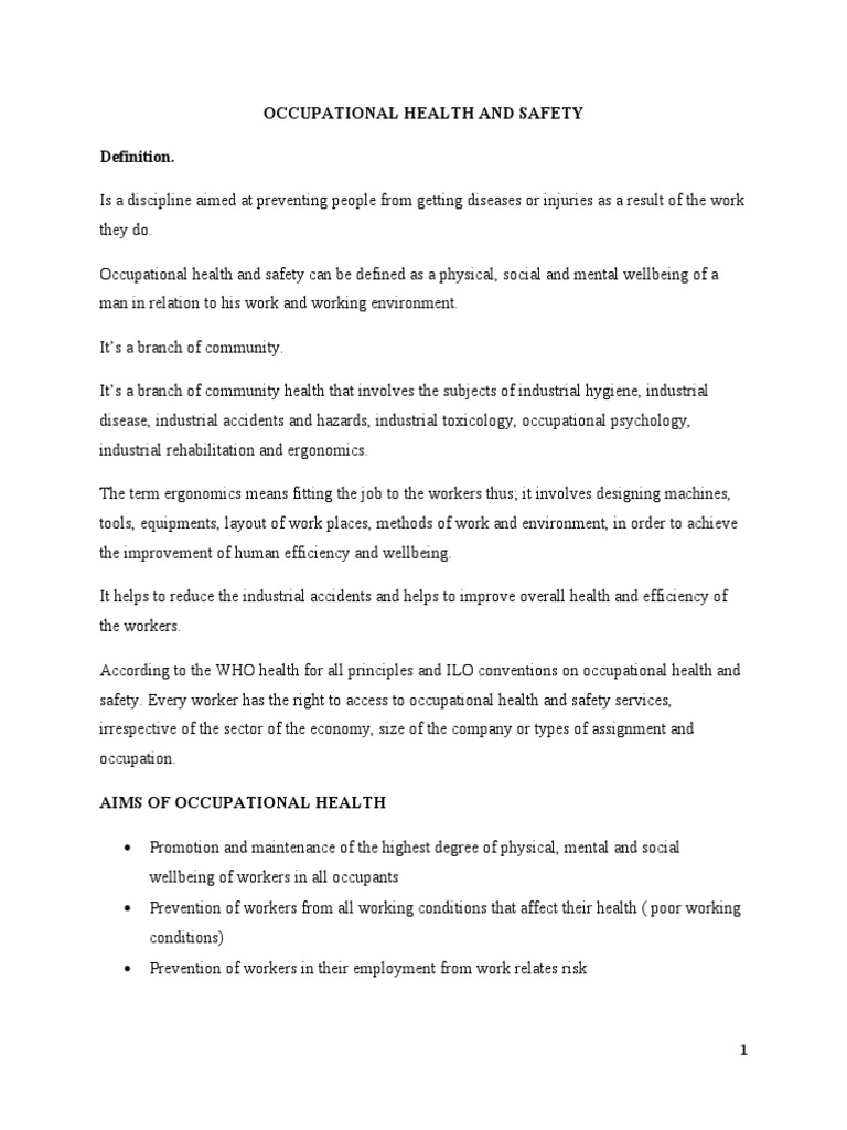 Occupational Health and Safety Overview | PDF | Occupational Safety And ...