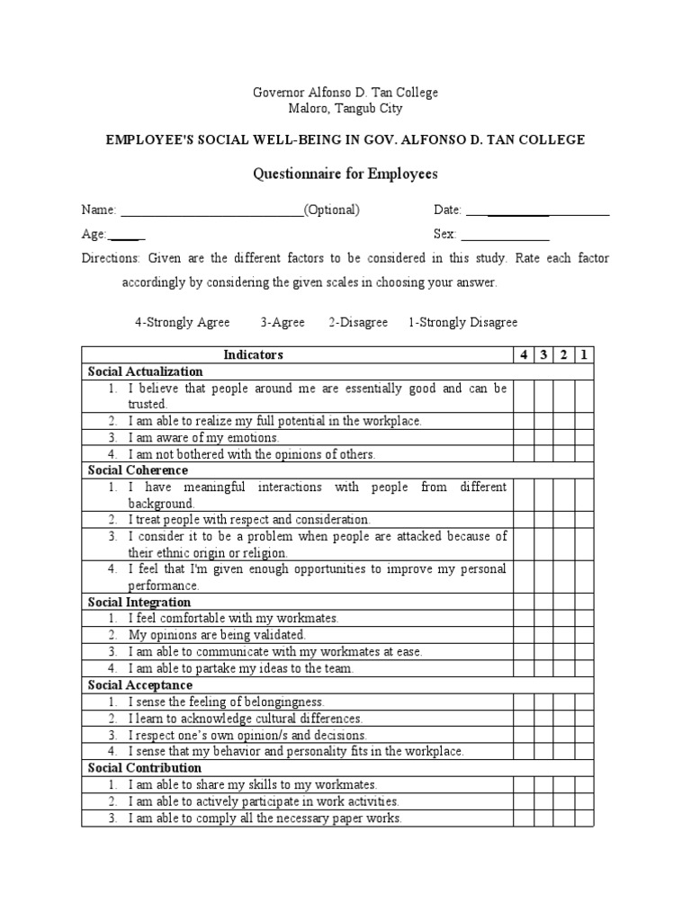 Questionnaires | PDF