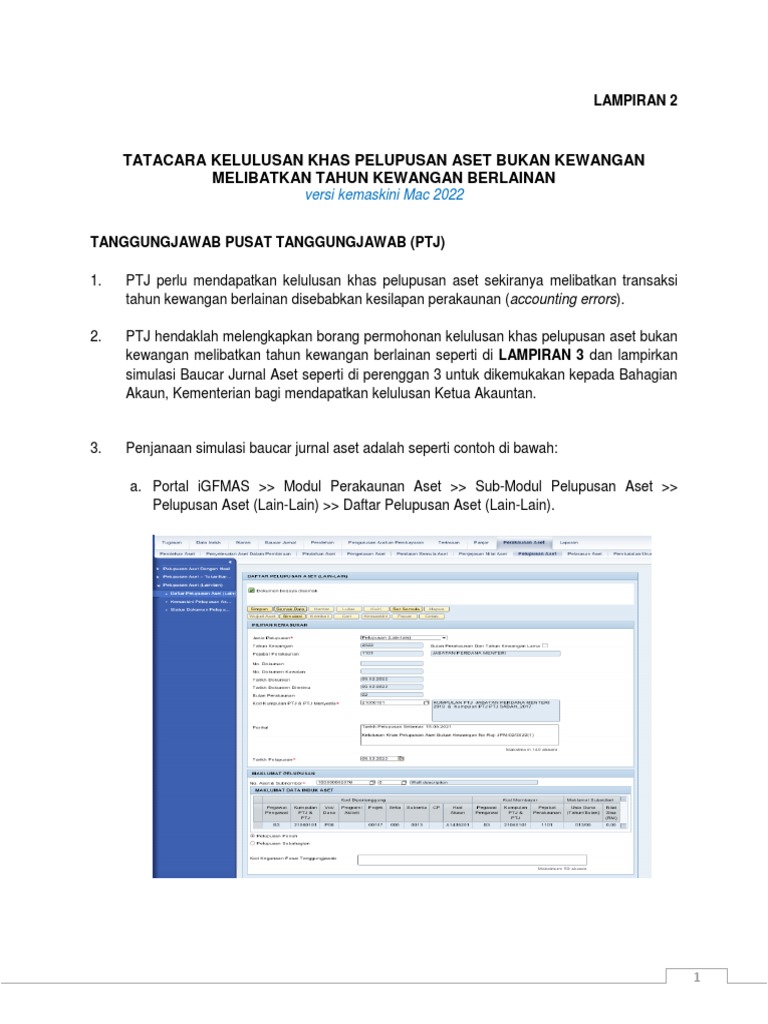 Tatacara Pelupusan Aset Bukan Kewangan Melibatkan Tahun Kewangan | PDF