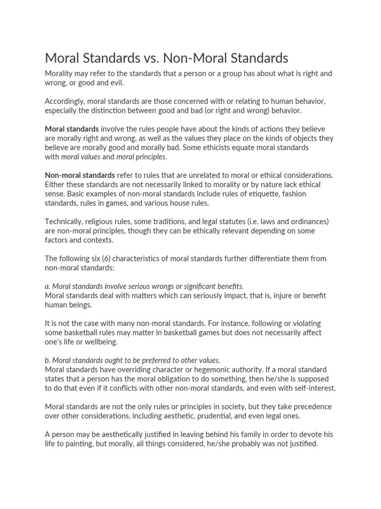 MODULE 1.1 - Moral and Non-Moral Standards | PDF | Morality | Good And Evil