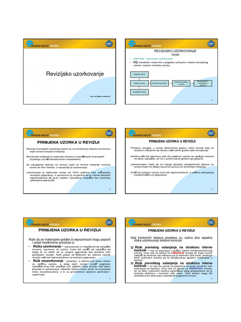Lekcija 7 Revizijsko Uzorkovanje 2016 | PDF