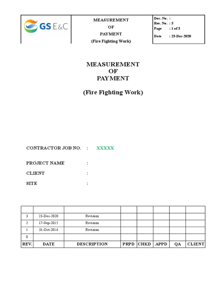 Fire Fighting Work Payment Measurement Guide | PDF | Fire Sprinkler ...