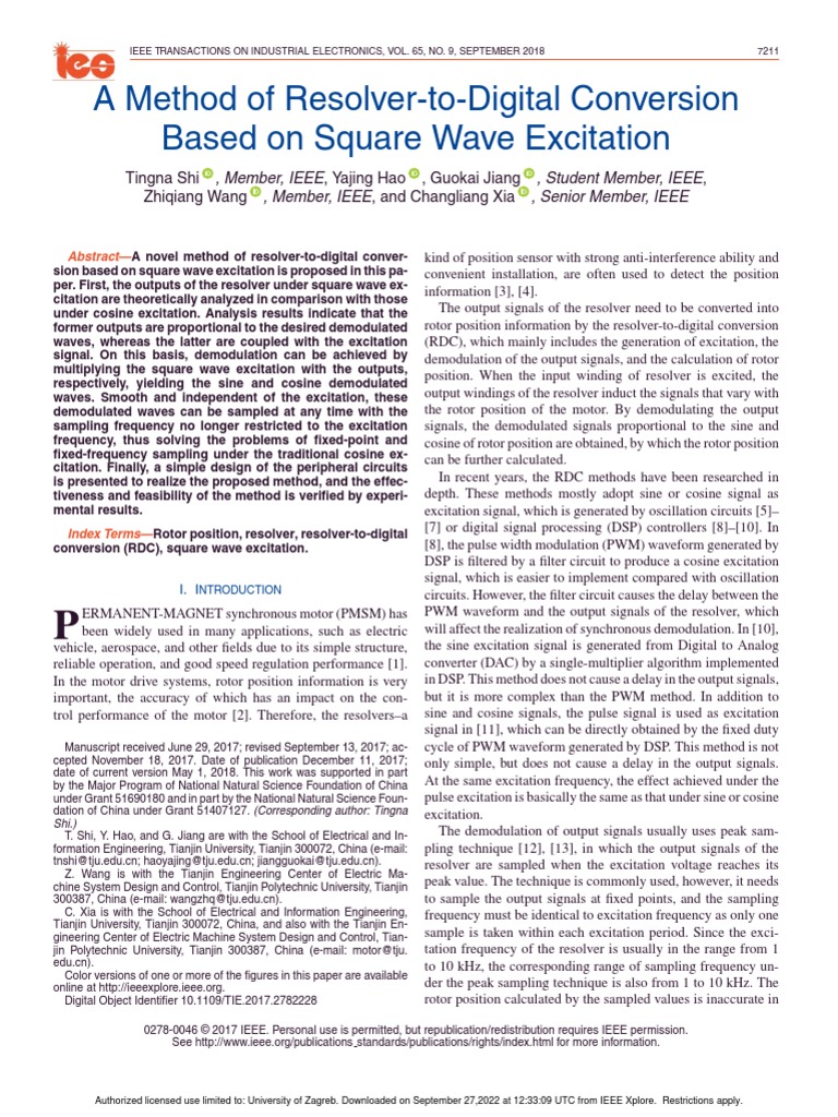 A Method of Resolver-to-Digital Conversion Based On Square Wave Excitation | Download Free PDF ...