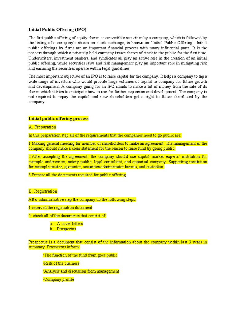 Initial Public Offering | PDF | Derivative (Finance) | Initial Public ...