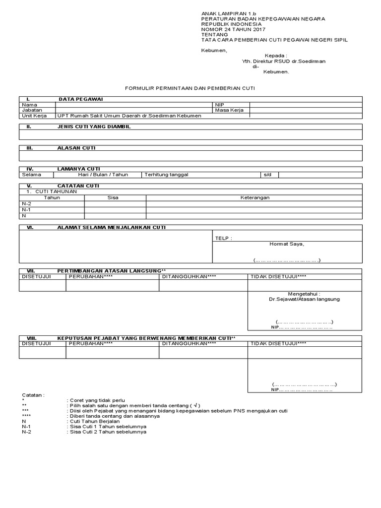 FORM CUTI 2022 Cetak | PDF