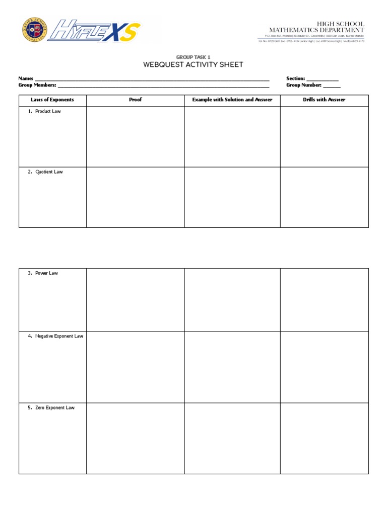 WebQuest Activity Sheet | PDF