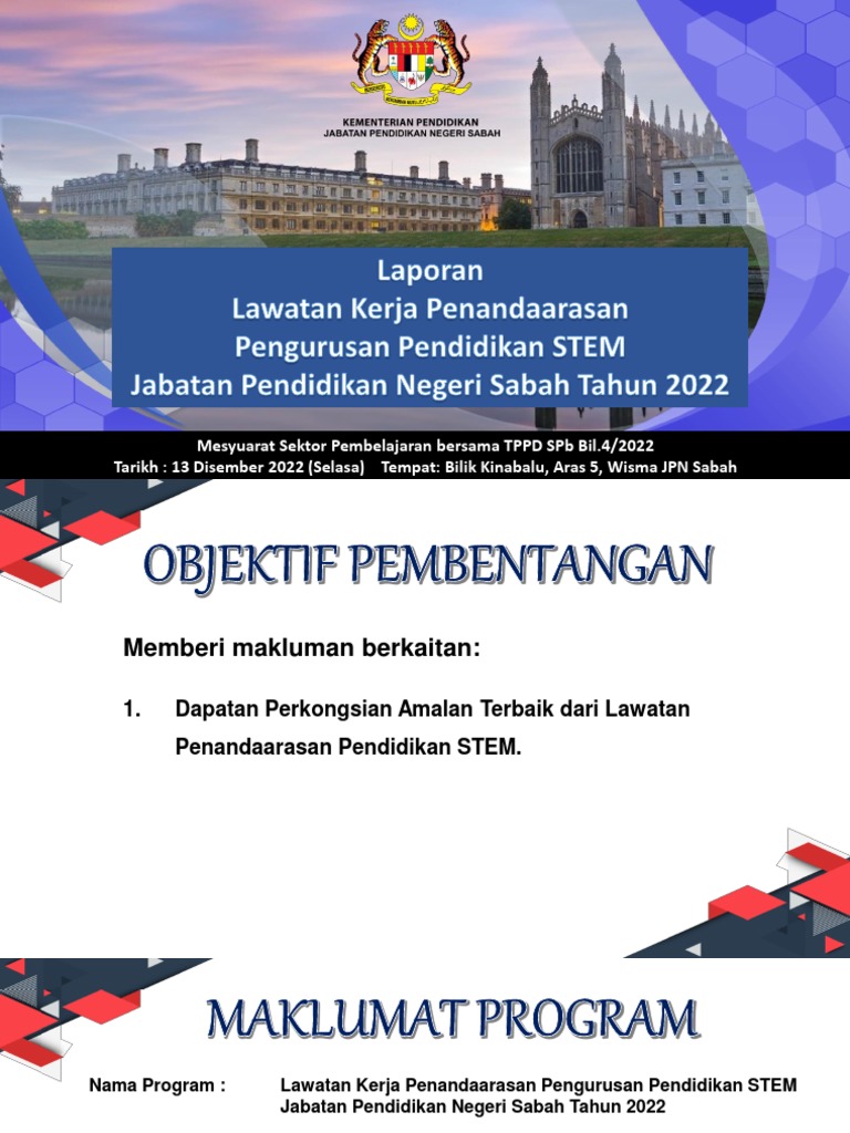 4.1 Slaid Laporan Lawatan Kerja Penandaarasan Pendidikan Stem | PDF