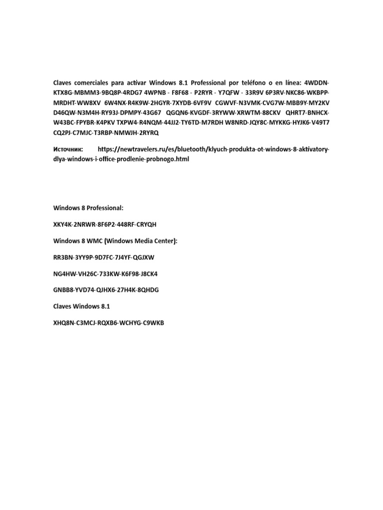 Clave de Producto Ws 8.1 | PDF