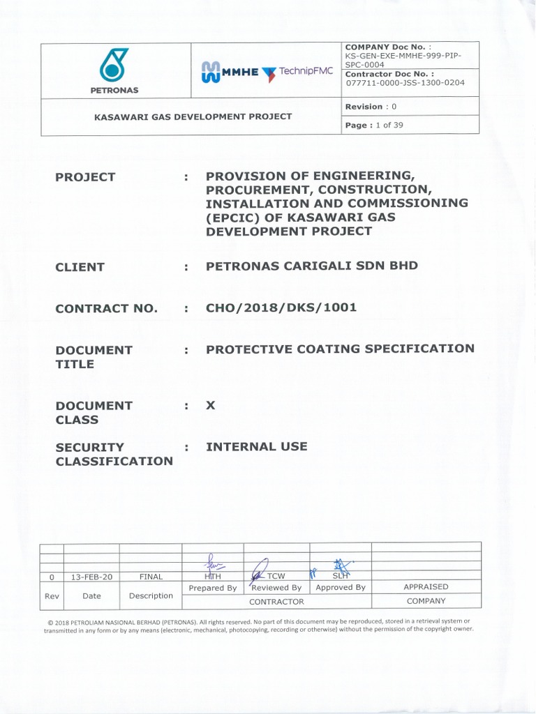 Ks Gen Exe Mmhe 999 Pip SPC 0004 0 Protective Coating Specification ...
