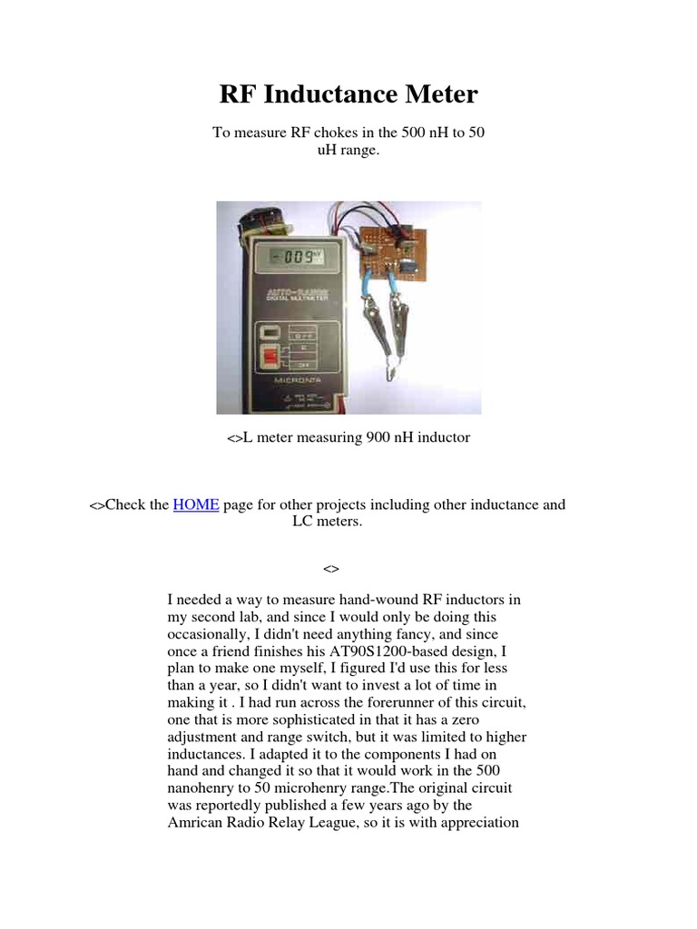 RF Inductance Meter | PDF | Inductance | Inductor