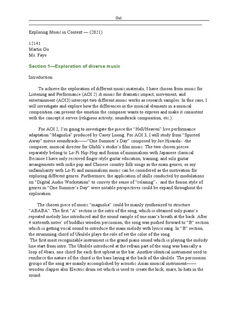 Exploring Music in Context C1 - Martin Gu | PDF | Piano | Sound