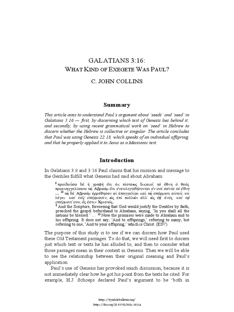 Galatians 3 16 What Kind of Exegete Was Paul | PDF | Epistle To The ...
