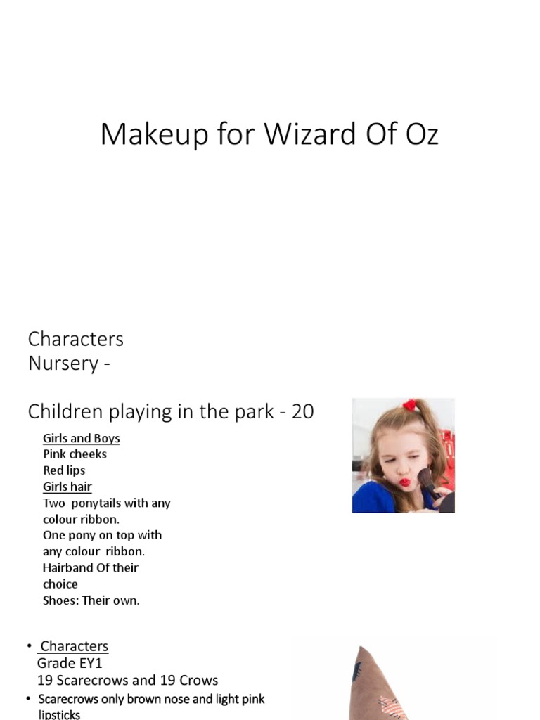 Wizard of Oz Character Makeup Guide | PDF | Scarecrow (Oz)