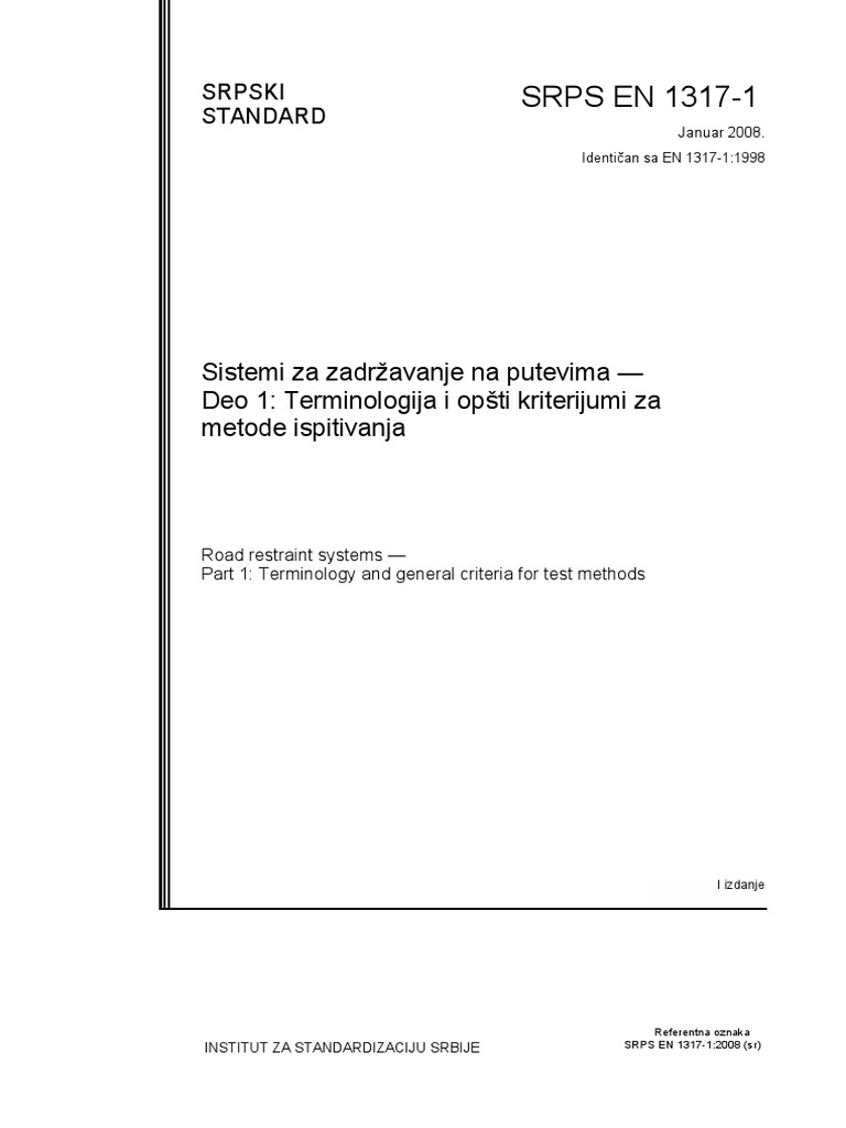 SRPS EN 1317-1 Ograde | PDF