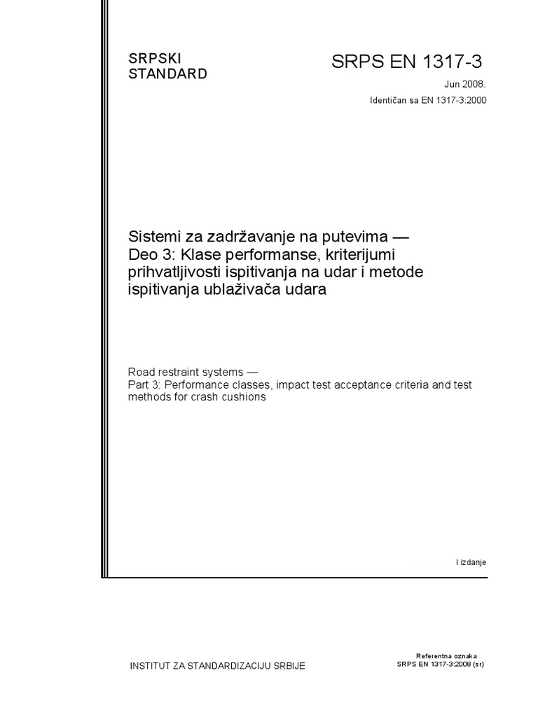 SRPS EN 1317-3 Ograde | PDF