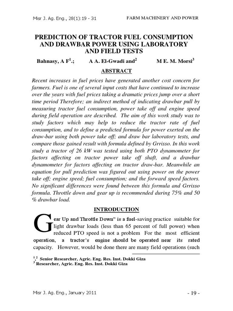 Tractor Fuel Consumption Prediction | PDF | Tractor | Fuel Economy In ...