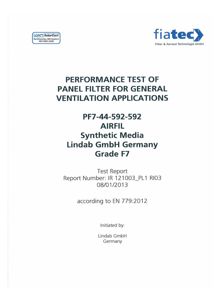 Testreport En779 2012 f7 44 | PDF