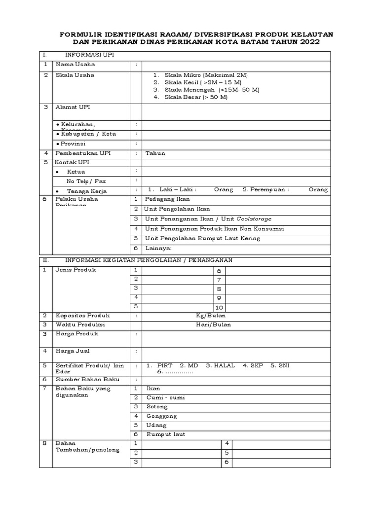 Form Update DIVERSIFIKASI PRODUK PERIKANAN POKLAHSAR DAN UPI | PDF | Bisnis