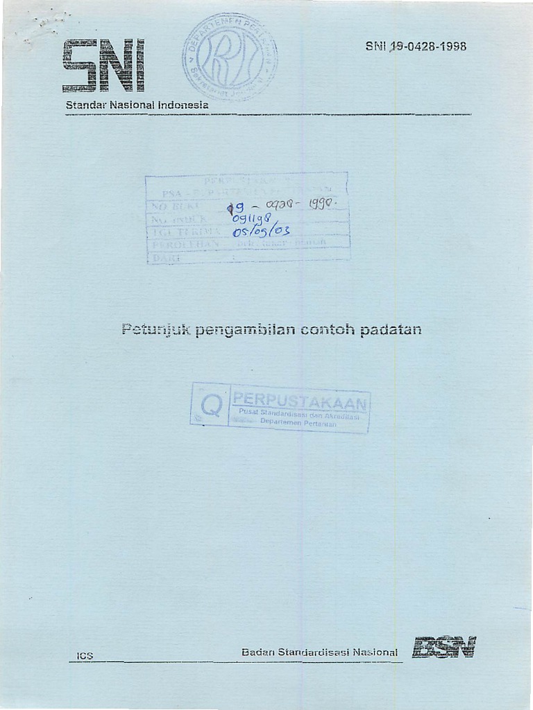 Petunjuk SNI 19-0428:1998 Pengambilan Contoh | PDF
