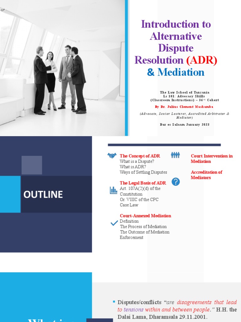 Introduction To ADR and Mediation LST 36th Cohort Jan 2023 | PDF | Mediation | Alternative ...