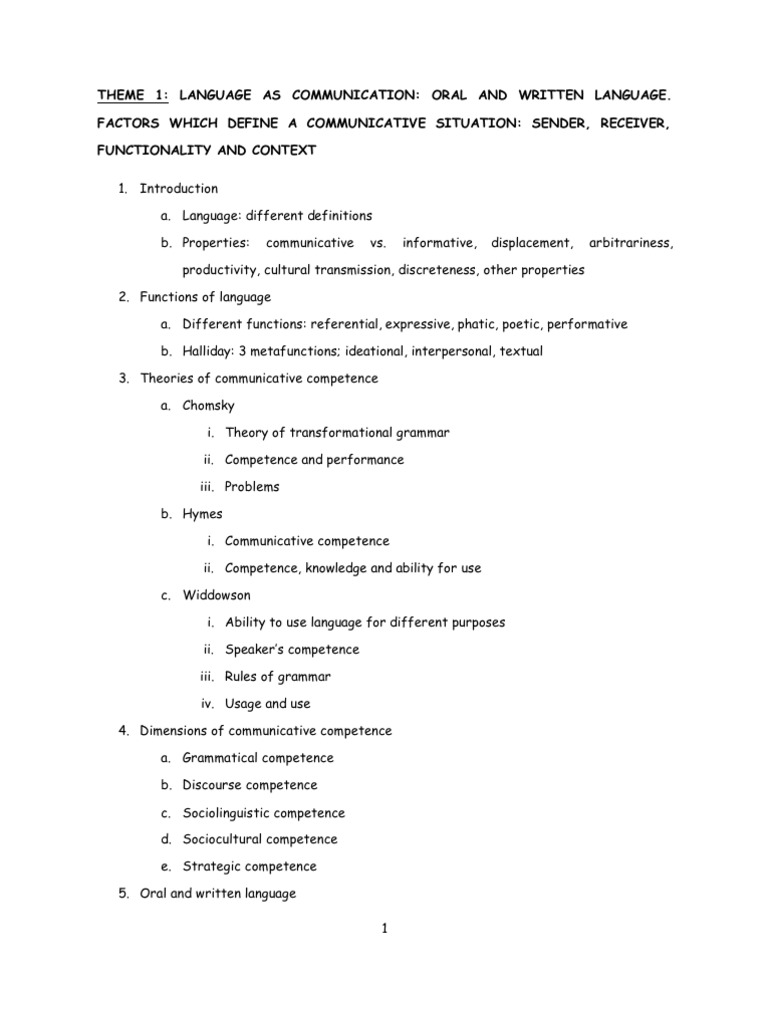 Theme Outline Overview | PDF | Sociolinguistics | Linguistics