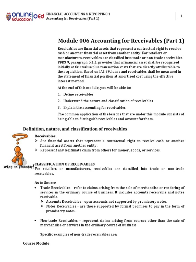 Week 03 - 01 - Module 06 - Accounting For Receivables (Part 1) | PDF ...