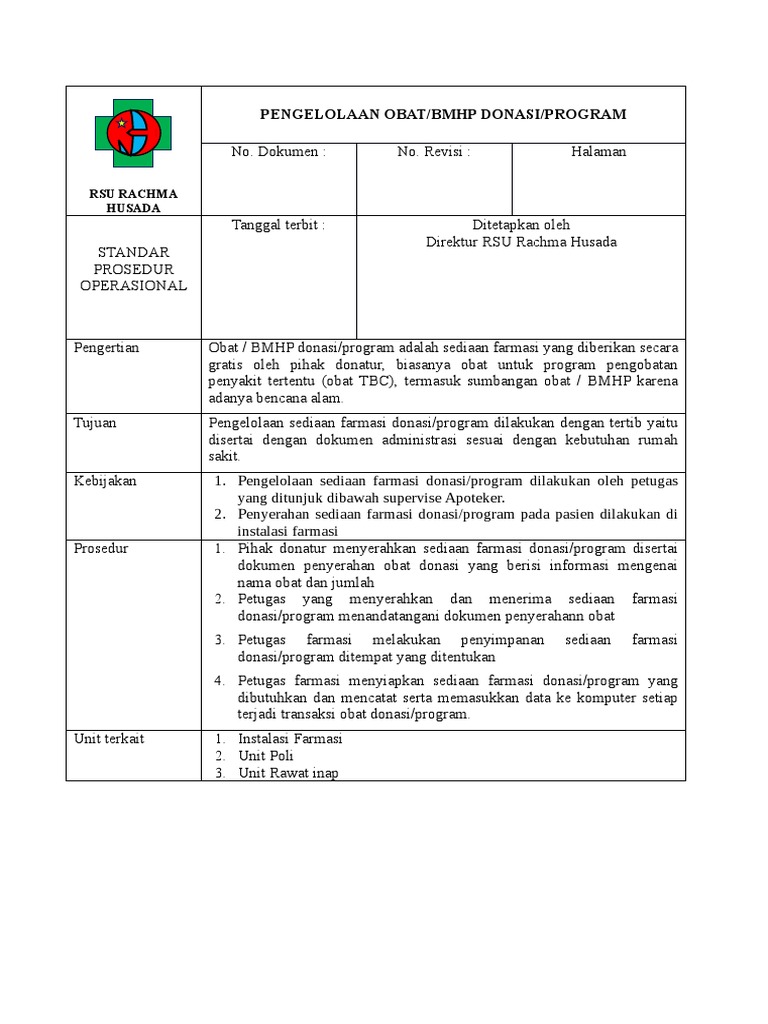 Spo Pengelolaan Obat Donasi-Program | PDF