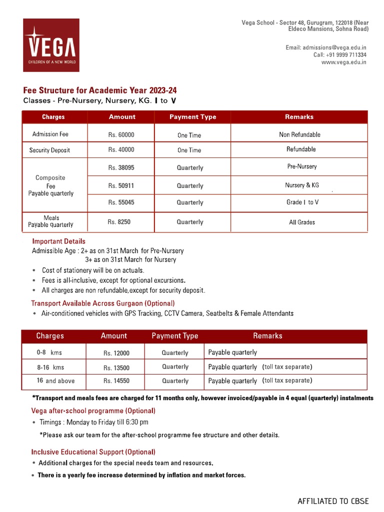 Fee Structure - 2023-24 | PDF