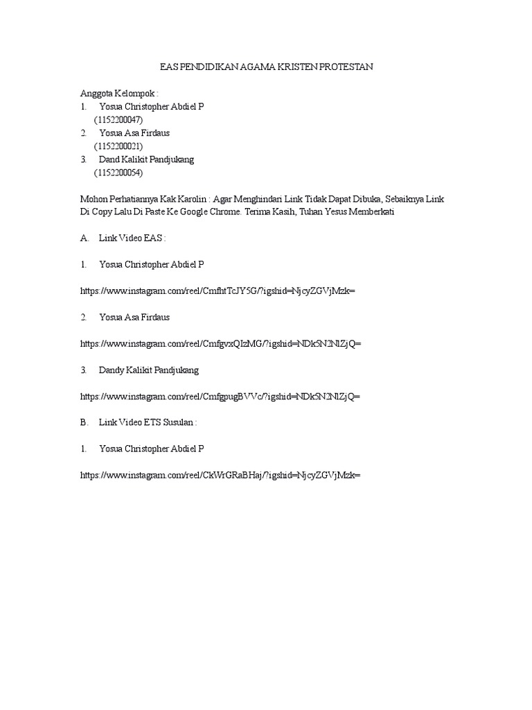 Eas Pendidikan Agama Kristen Protestan | PDF