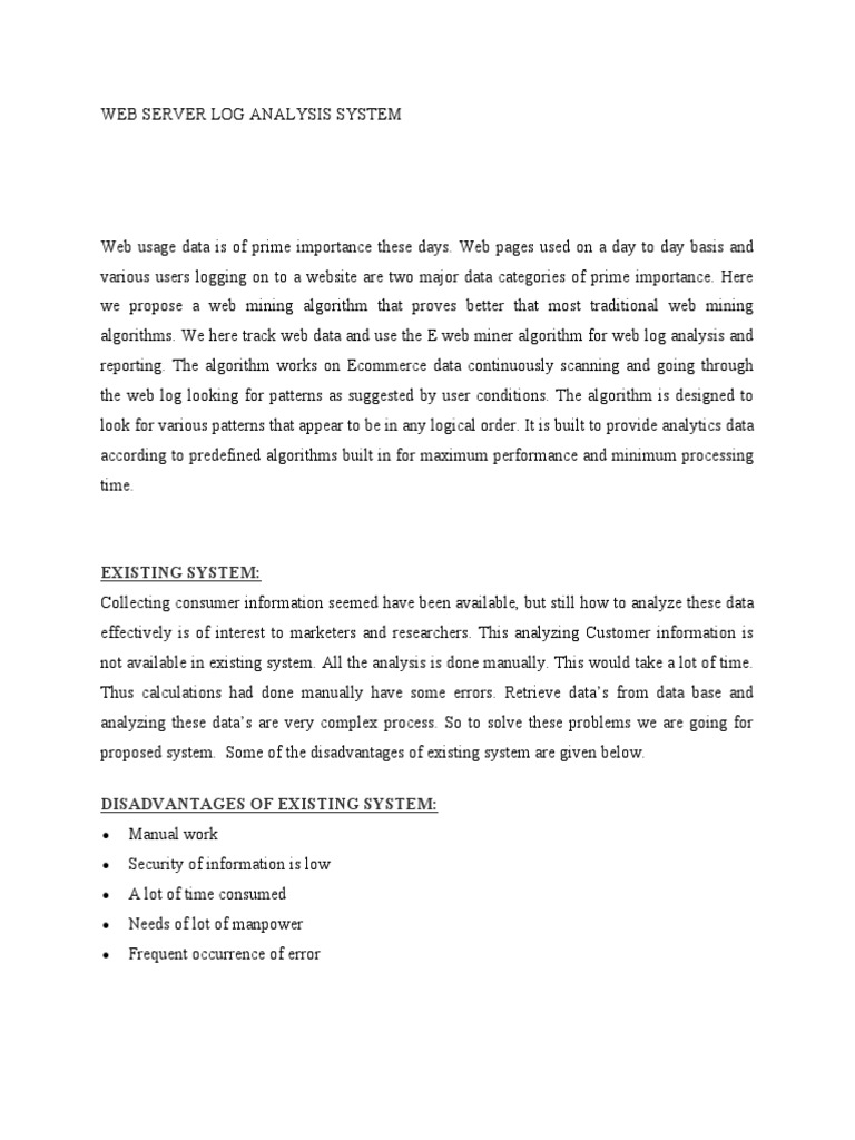 Web Server Log Analysis Sysytem | PDF | Internet & Web | World Wide Web