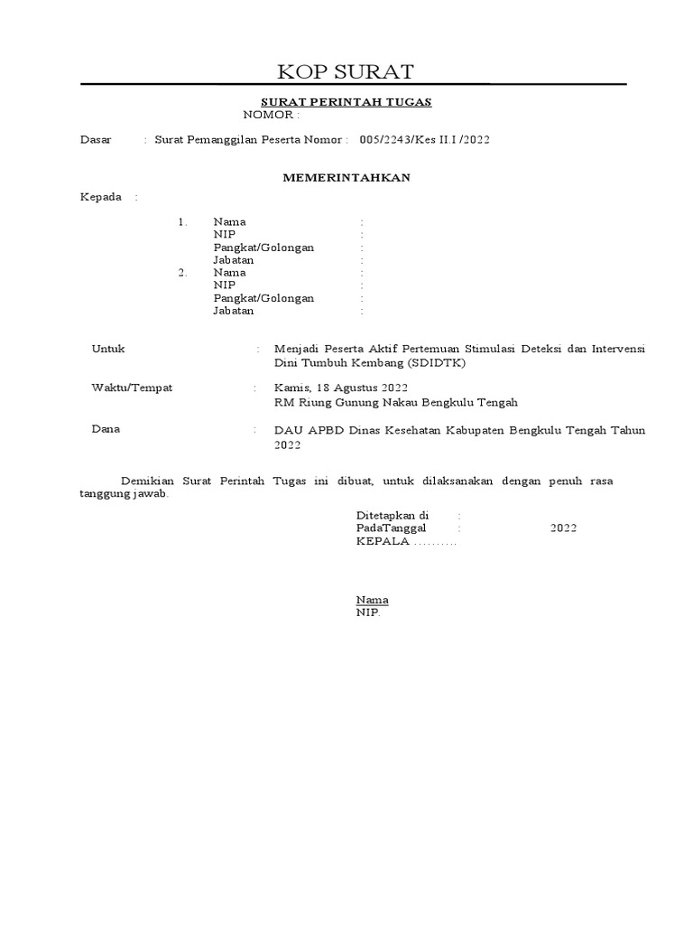 Contoh SPT Sdidtk | PDF