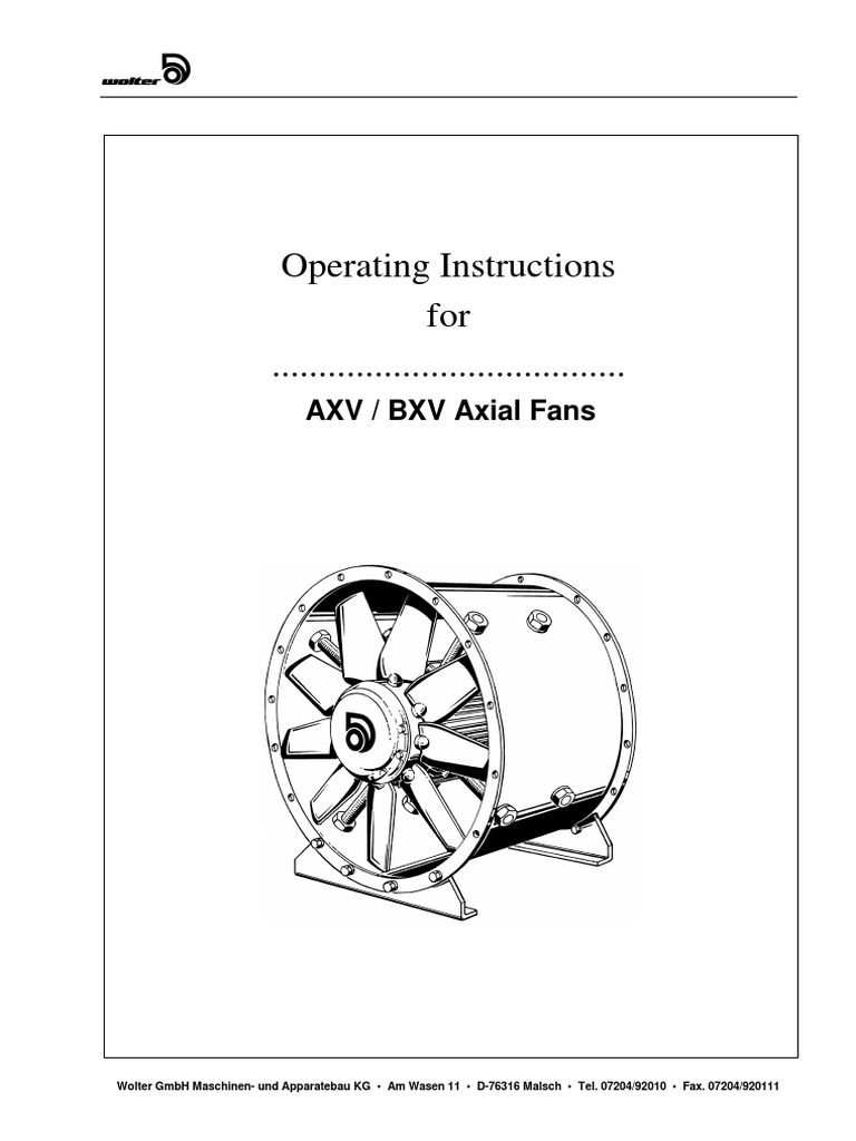 Installation Manual Axial FAN | PDF | Electric Motor | Bearing (Mechanical)