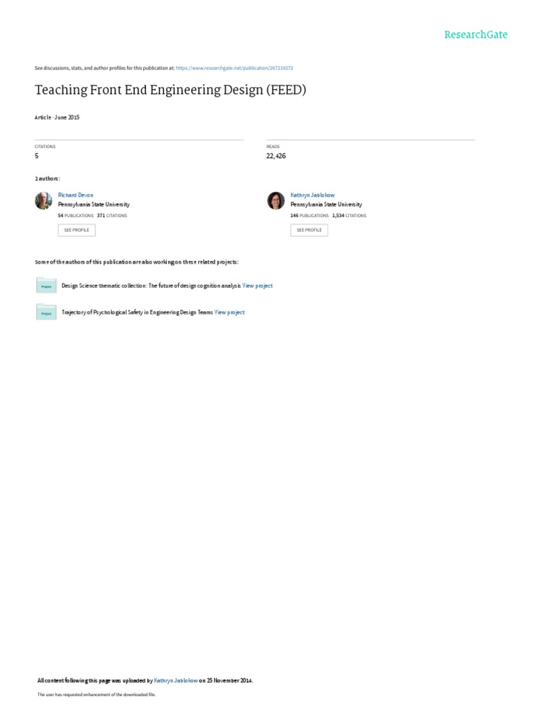 Teaching Front End Engineering Design FEED | PDF | Design | Analogy