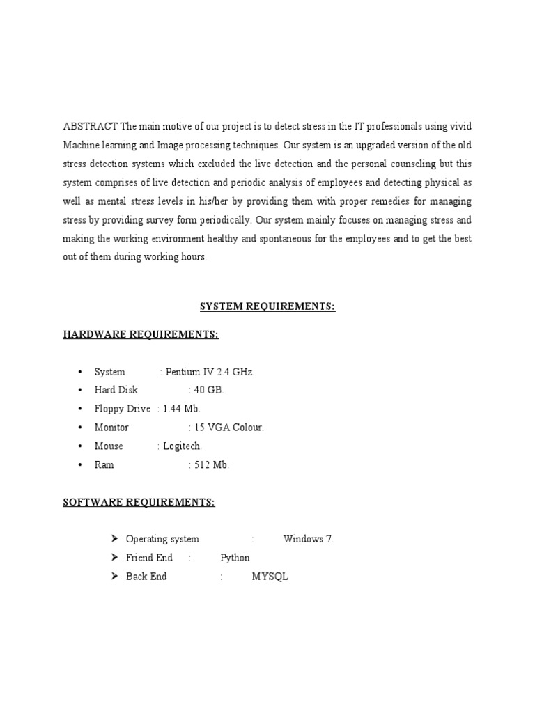 Stress Detection Using Machine Learning Pdf