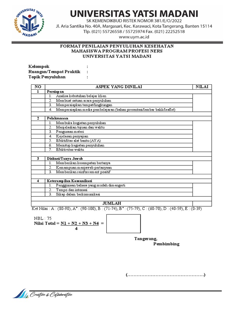 Form Penilaian Penkes Kop Surat Uym Final | PDF | Karier & Perkembangan