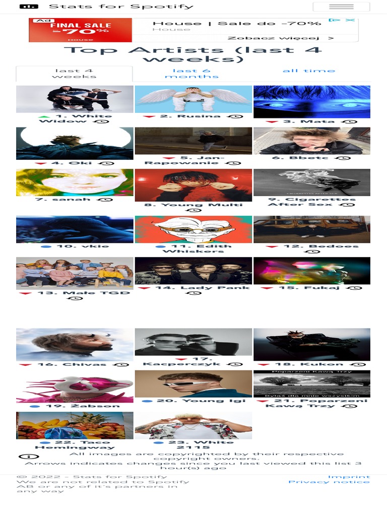 Top Artists - Stats For Spotify | PDF
