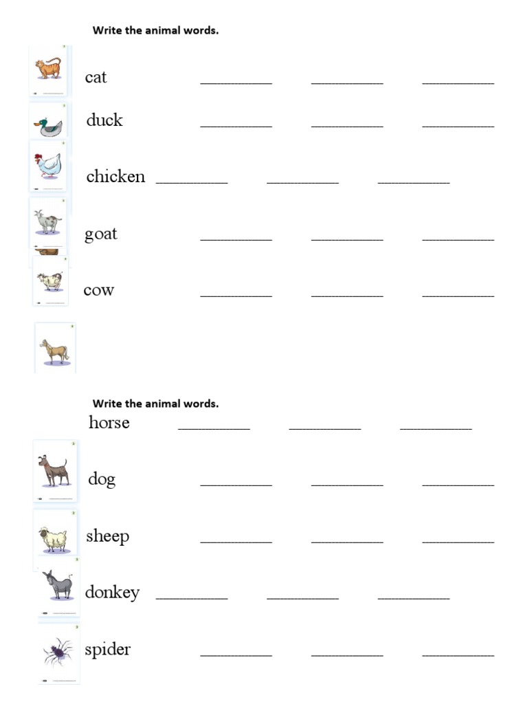 K2 U3 Farm Animals Words | PDF
