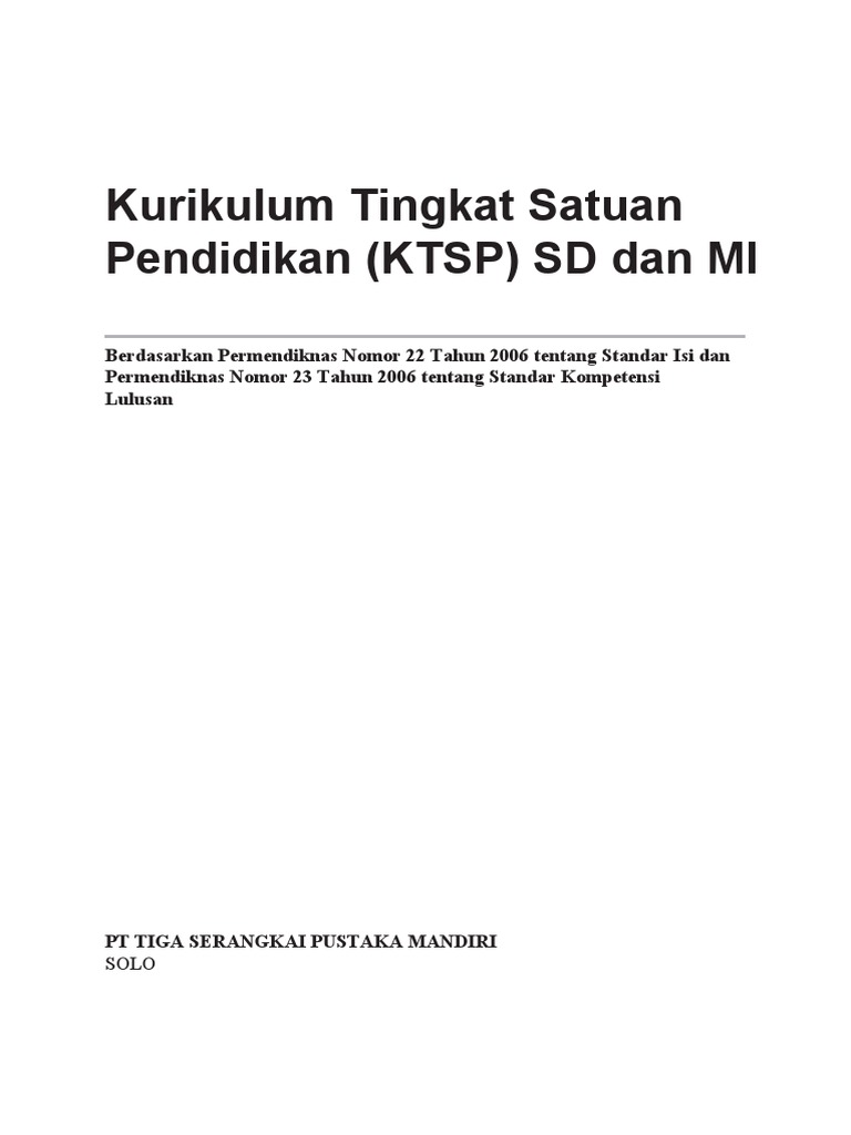 Kurikulum Tingkat Satuan Pendidikan KTSP | PDF