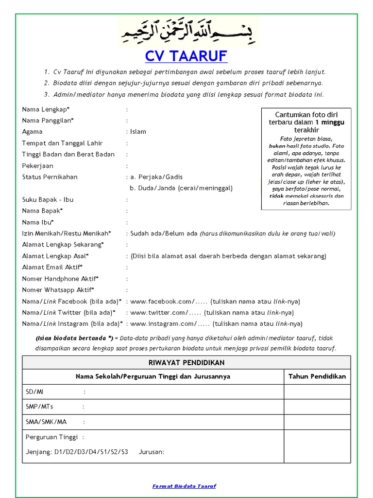 CV Taaruf | PDF