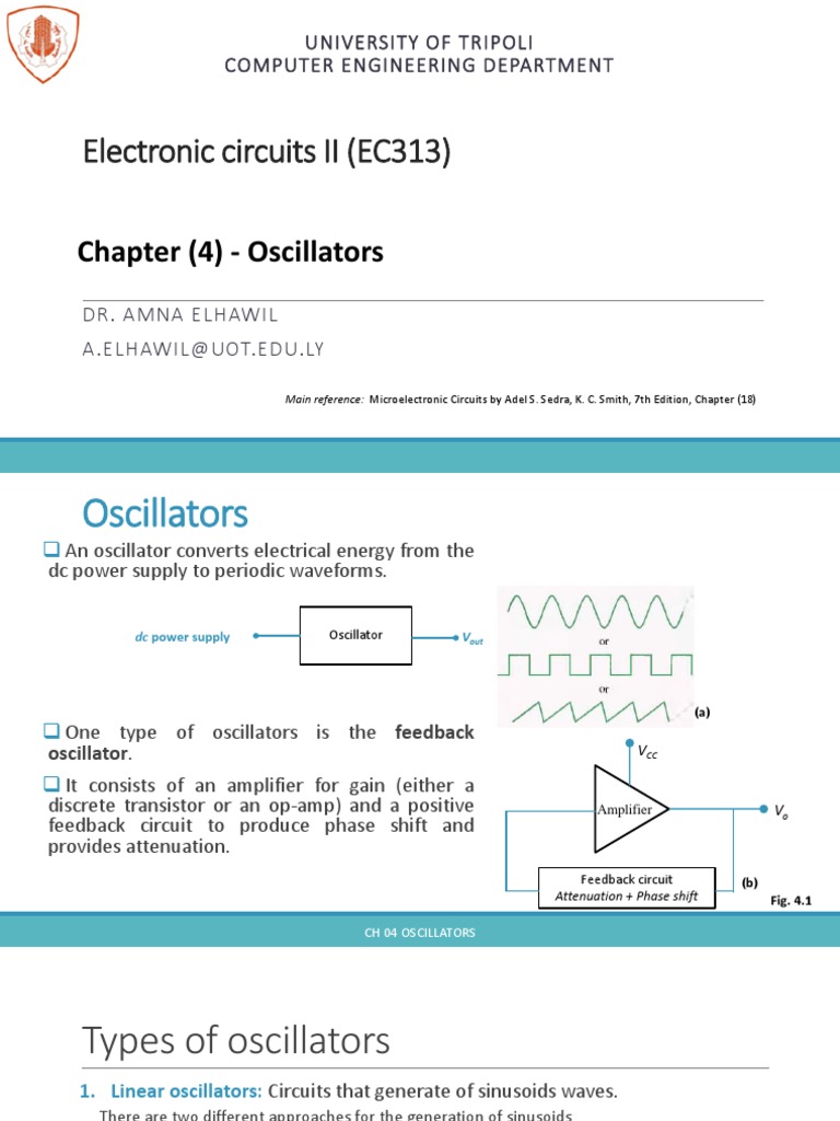Chapter - 04 Oscillators | PDF | Electronic Oscillator | Amplifier