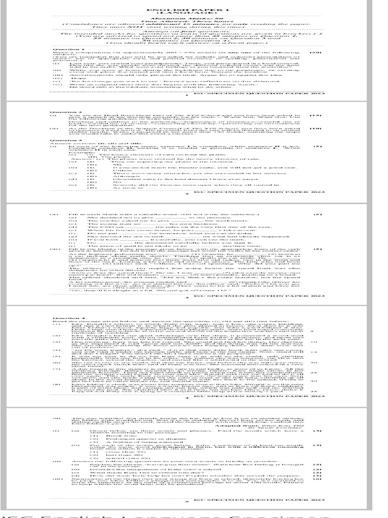ISC English Language Specimen Paper 2023 (PDF) - CISCE Class 12 English ...